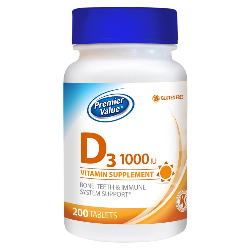 Premier Value D3 25 mcg Vitamin Supplement - 1000iu, Tablets 200 ct ...
