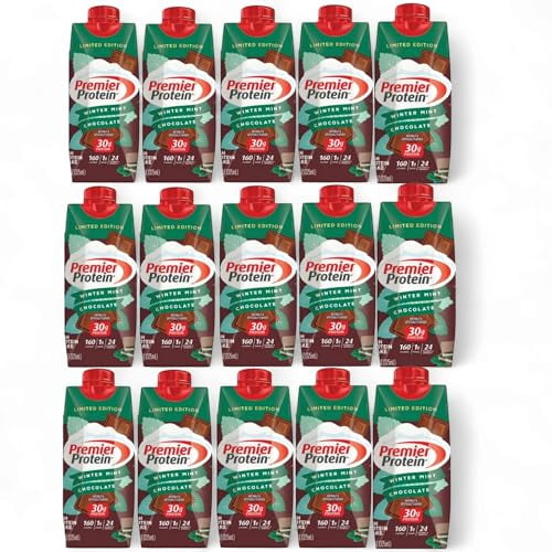 Premier-Winter Mint Chocolate Protein Shake | 15-Count | High Protein ...