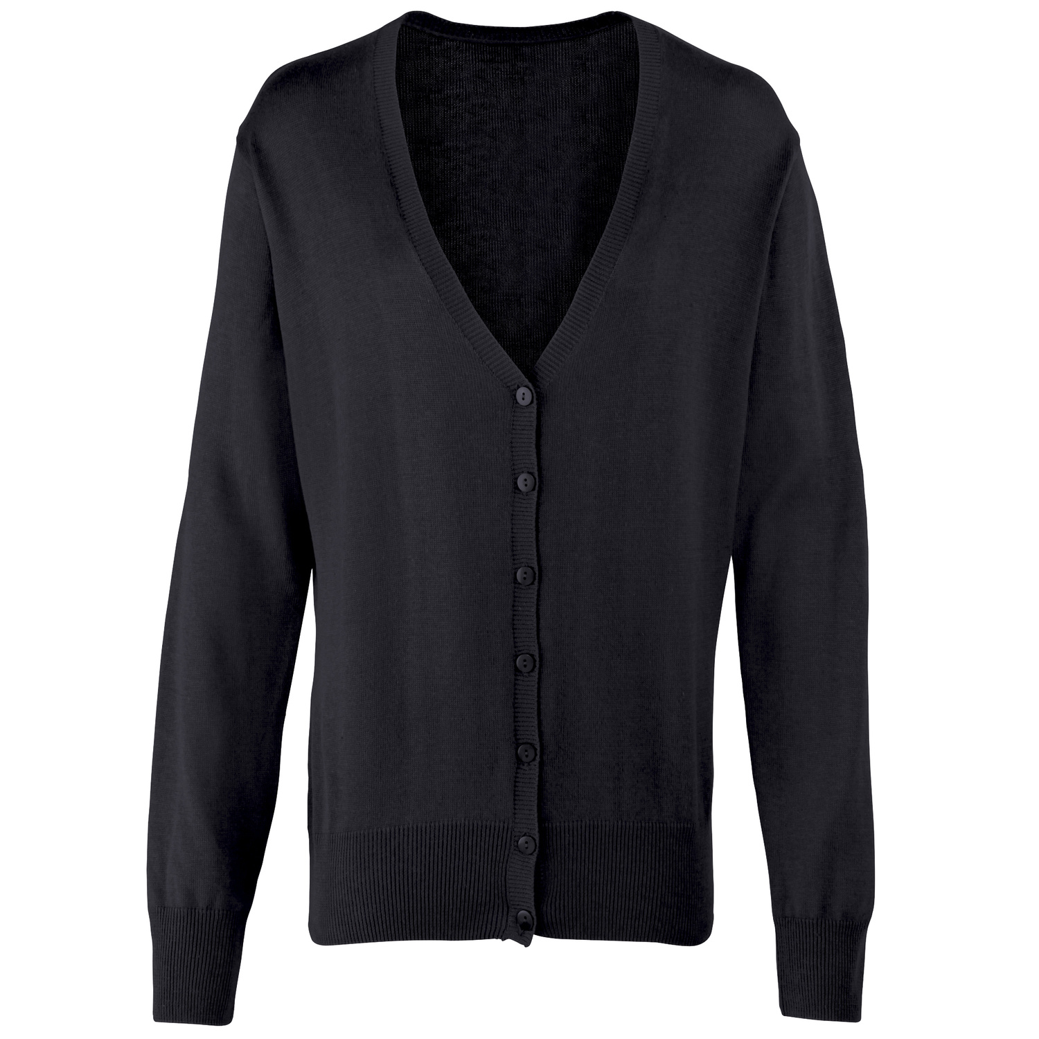 Premier Womens Button Through Long Sleeve V-neck Knitted Cardigan ...