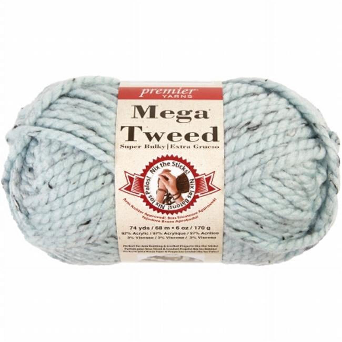 Premier Yarns 1007-11 Mega Tweed Yarn - Soft Blue Tweed - Walmart.com