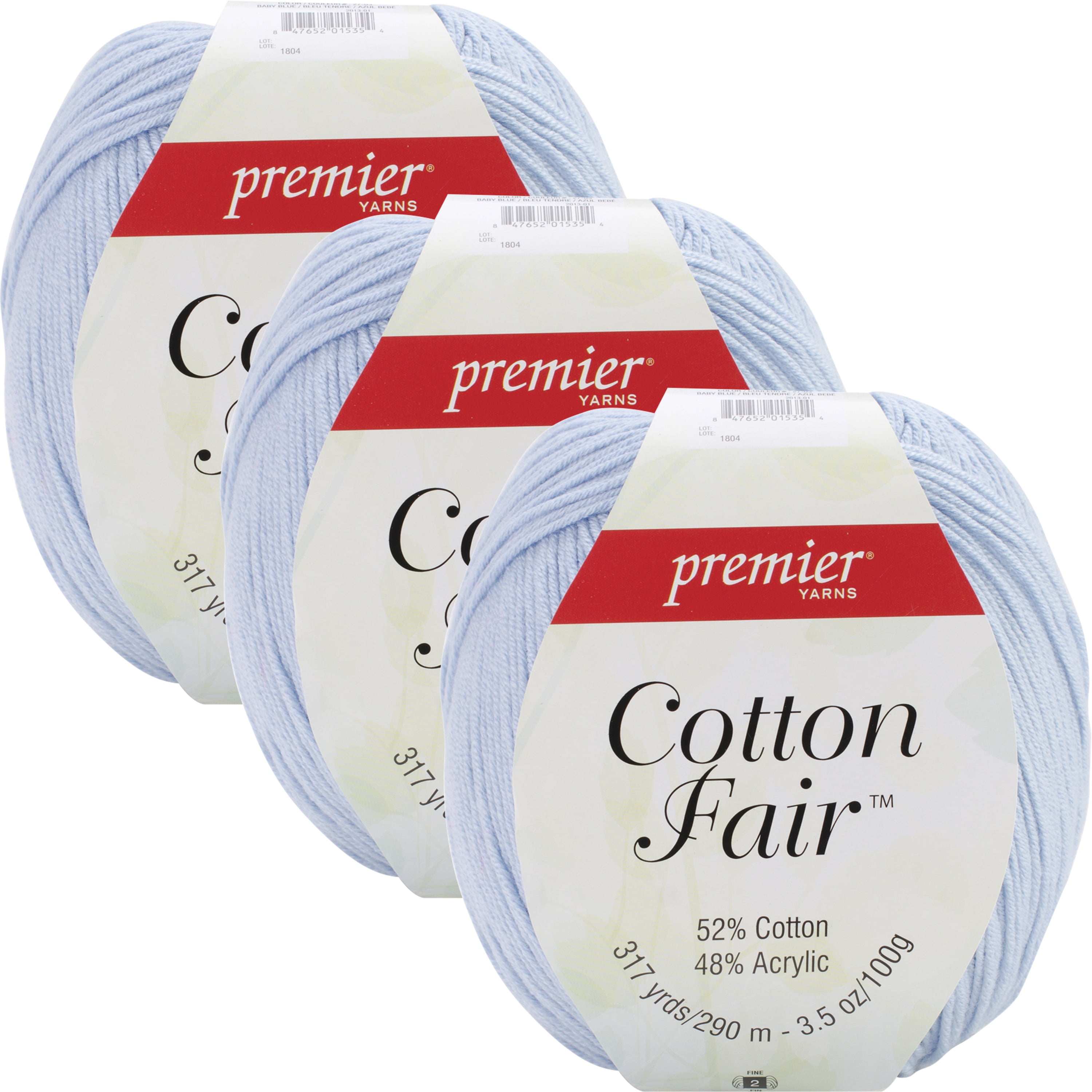 Premier Yarns Cotton Fair Solid Yarn-Baby Blue, Multipack Of 3 ...