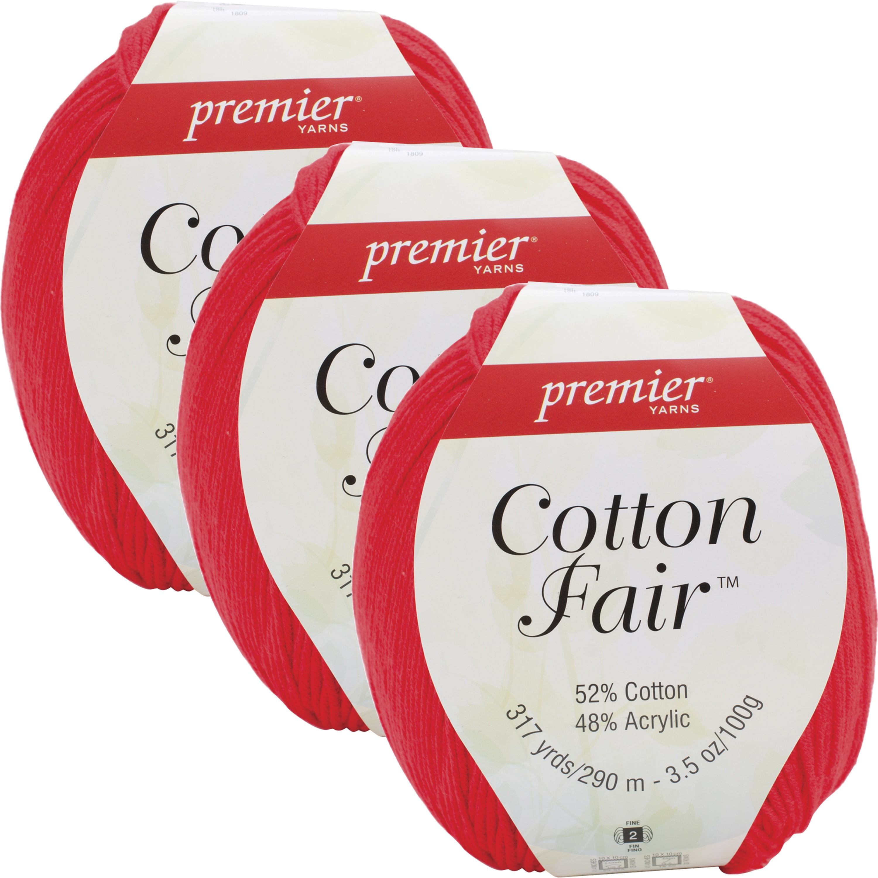 Premier Yarns Cotton Fair Solid Yarn-Red, Multipack Of 3 - Walmart.com