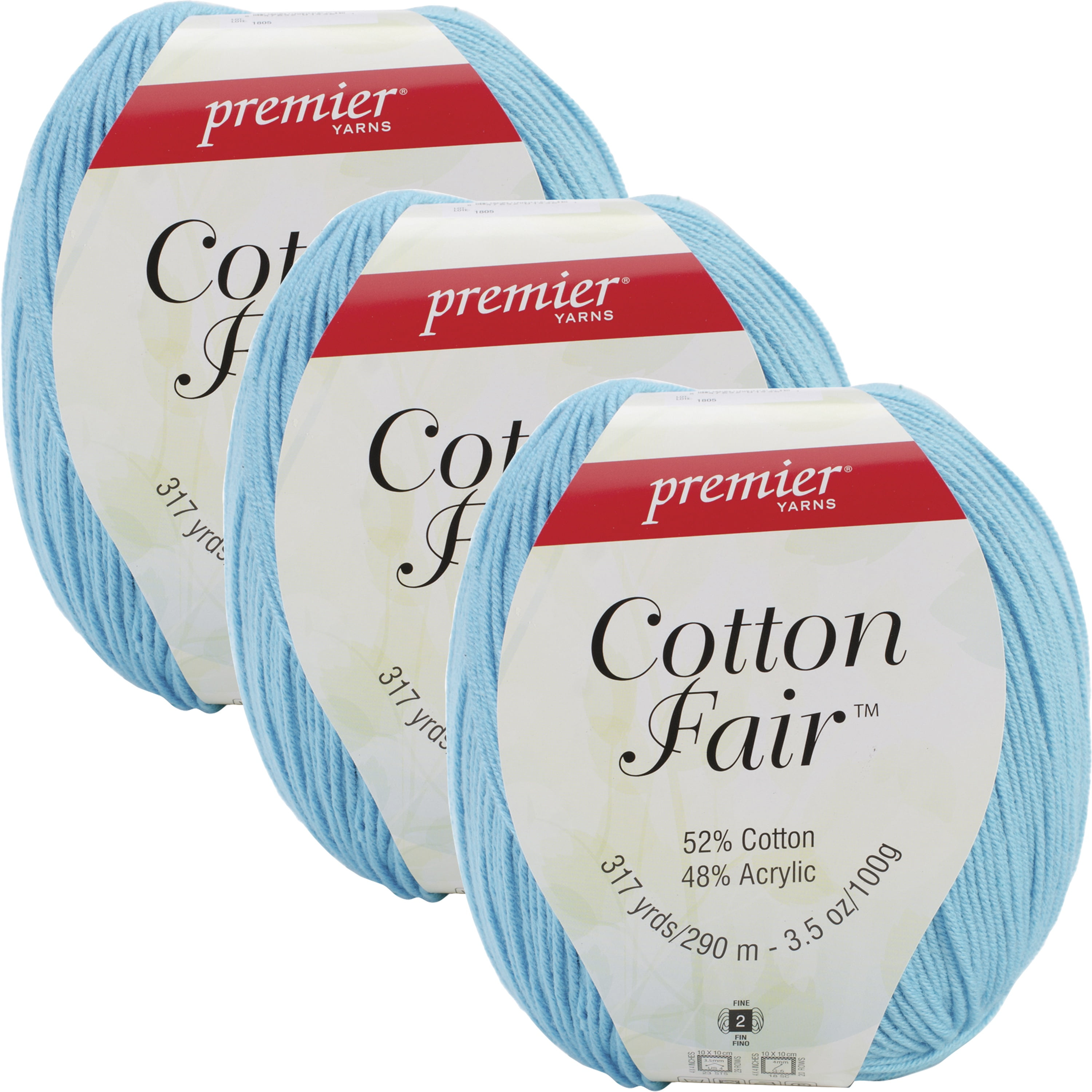 Premier Yarns Cotton Fair Solid Yarn-Turquoise, Multipack Of 3 ...