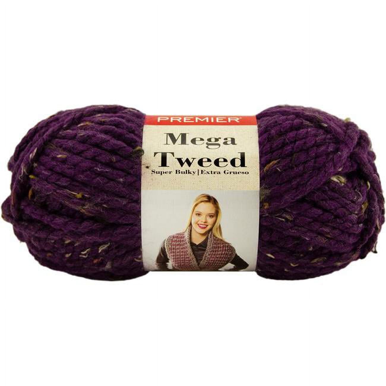 Premier Yarns Mega Tweed Yarn-Grape Tweed - Walmart.com