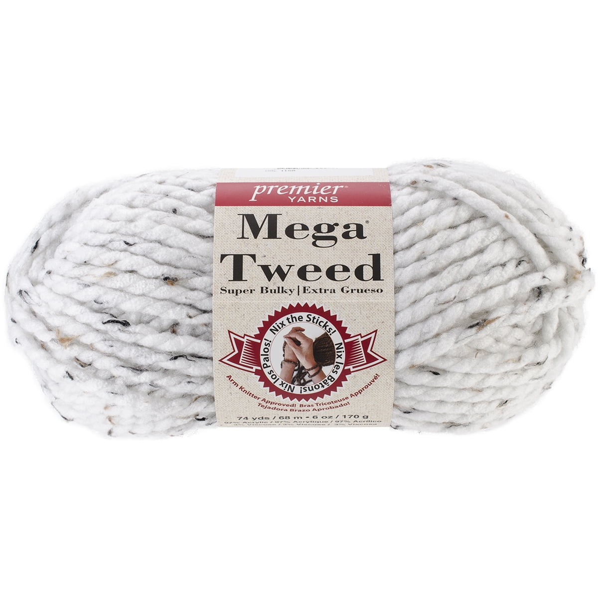 Premier Yarns Mega Tweed Yarn-White Tweed - Walmart.com
