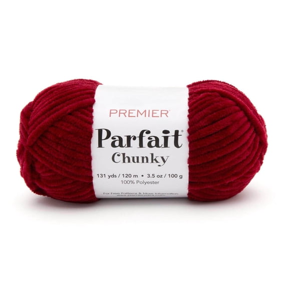 Premier Parfait Chunky Yarn, Super Bulky Chenille Yarn, Ruby, Knitting ...