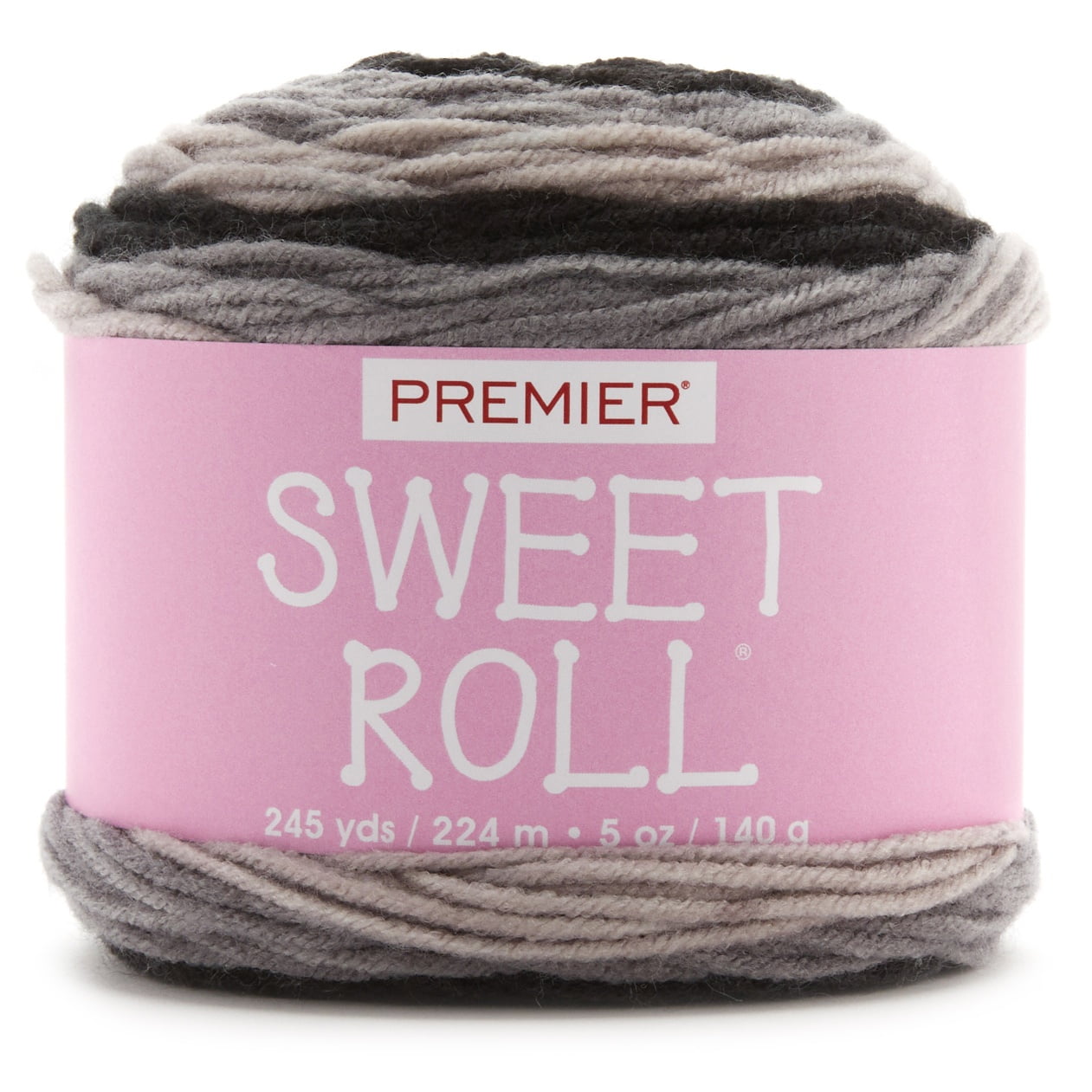 Premier Yarns Sweet Roll Yarn-Black Pepper Swirl, 100% Acrylic, Machine ...