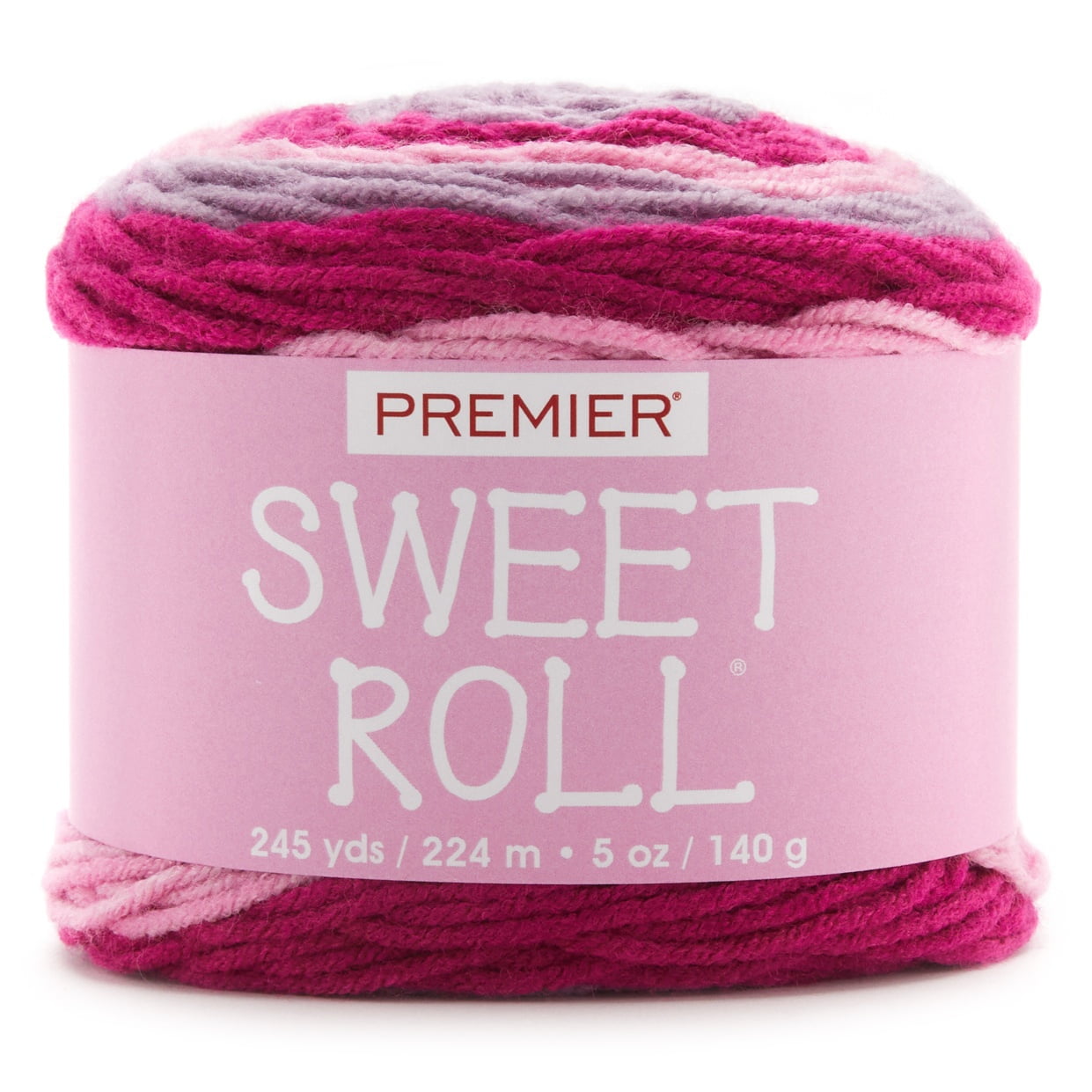 Premier Yarns Sweet Roll Yarn, Raspberry Swirl, 100% Acrylic, Stripe ...