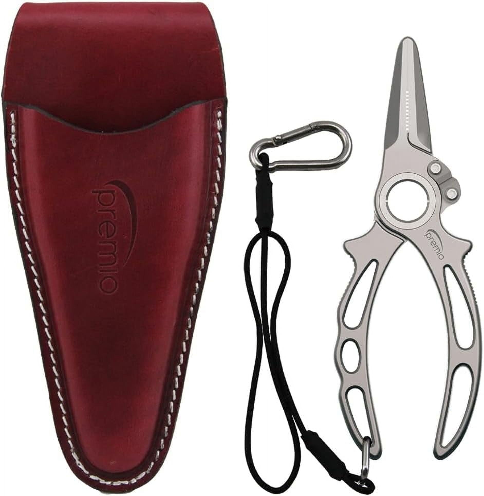 Premio 7.5" Fishing Pliers with Center Cutters, Lanyard, & Leather ...