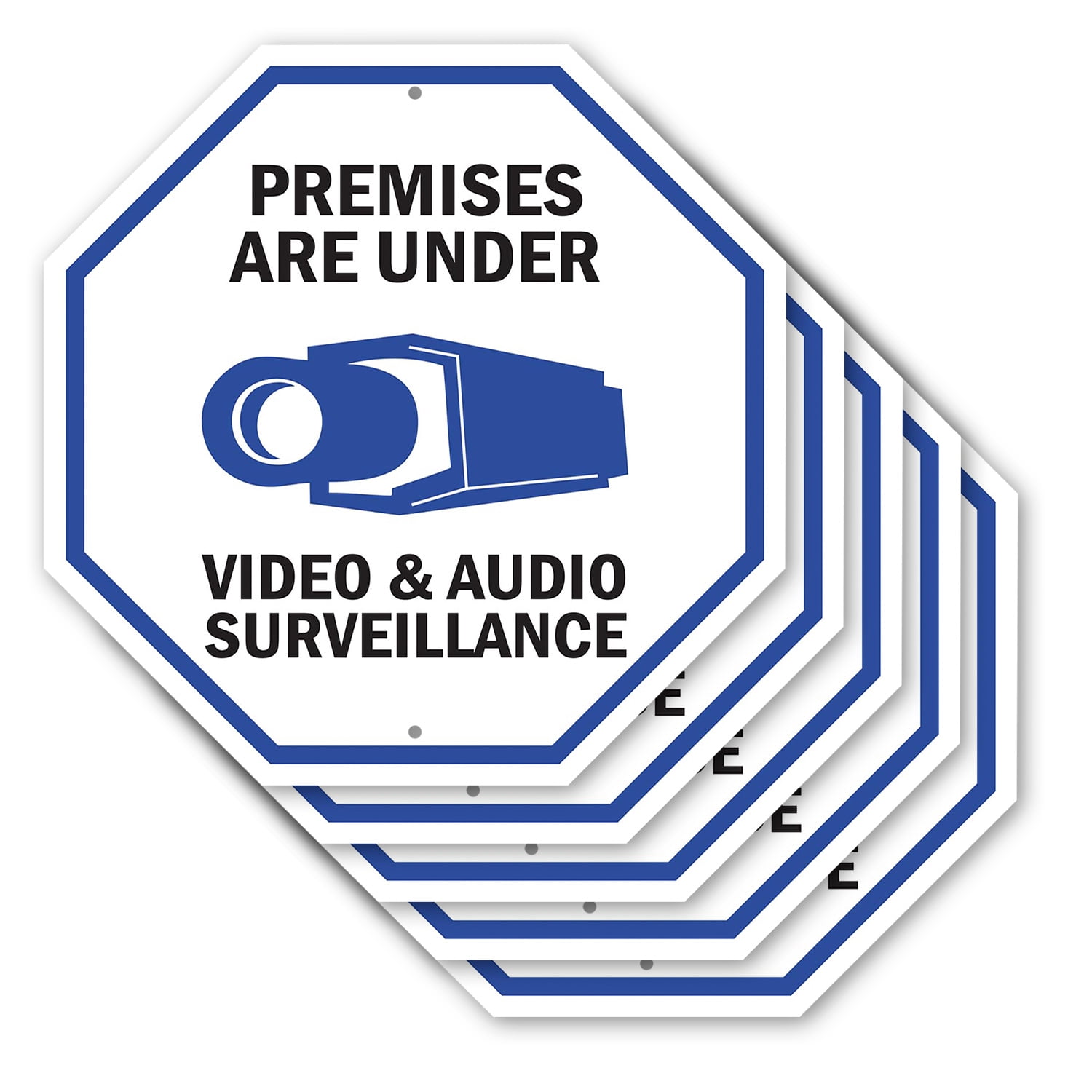 Premises Are Under Video & Audio Octagon Sign Weather Resistant Made in ...