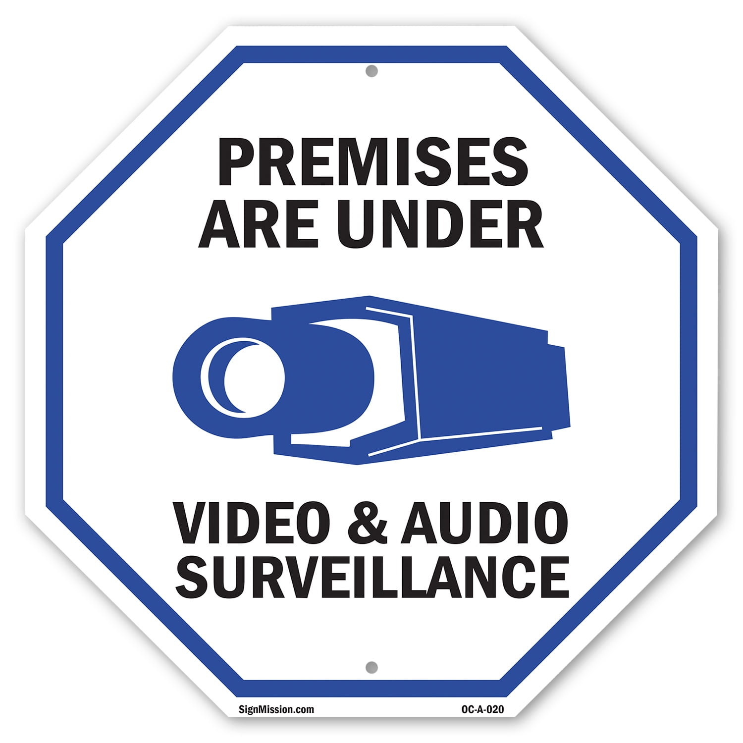 Premises Are Under Video & Audio Surveillance 18 inch X 18 inch Octagon ...
