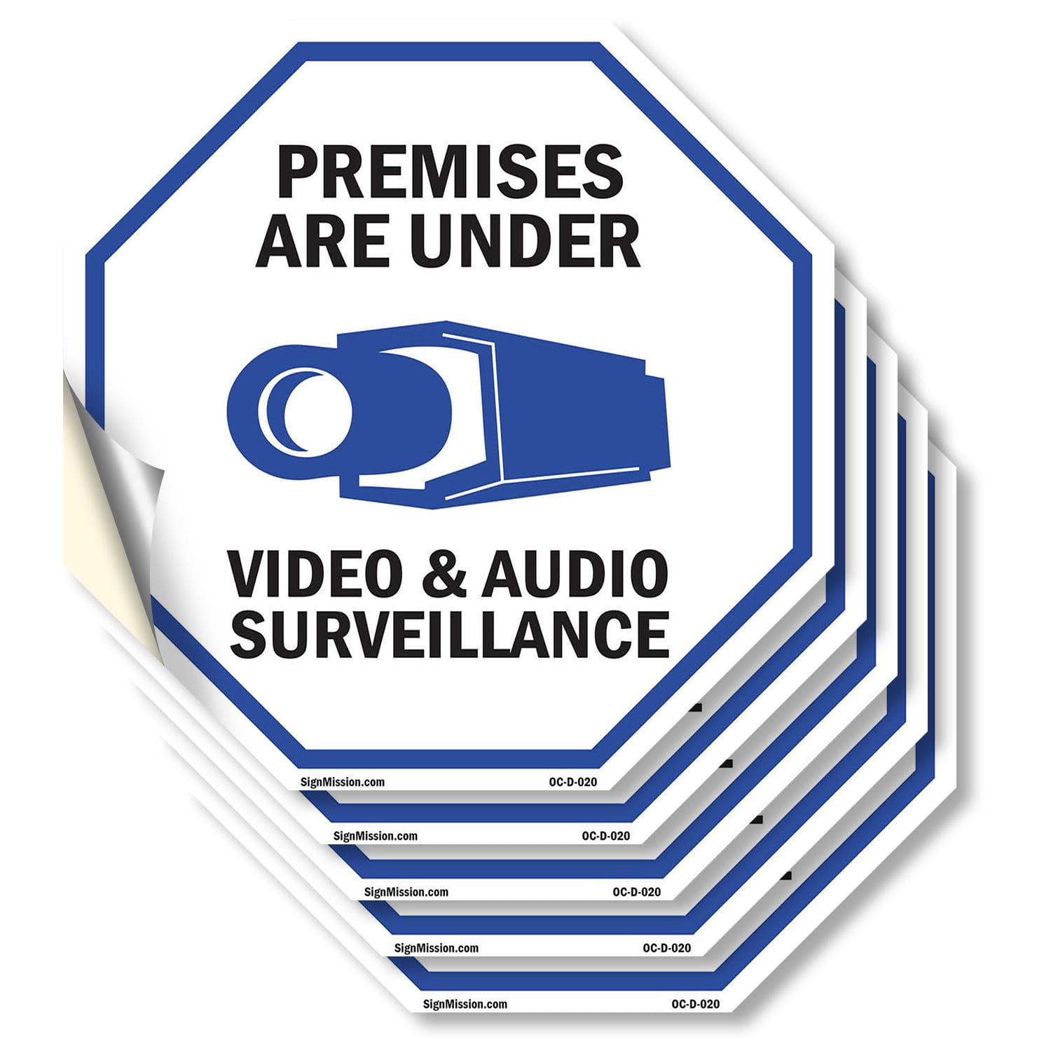 Premises Are Under Video & Audio Surveillance (5 Pack) 4 inch X 4 inch ...