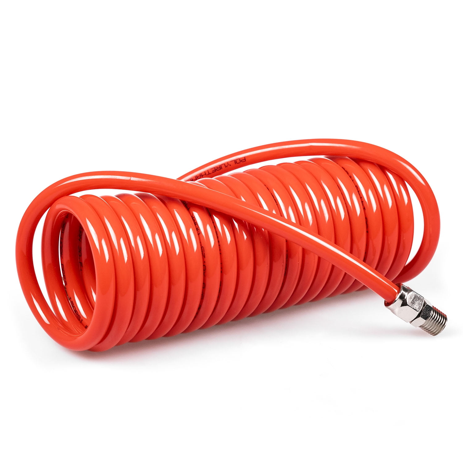 Premium 1/4" x 15' Air Compressor Coil Hose Polyurethane Coiled Swivel ...