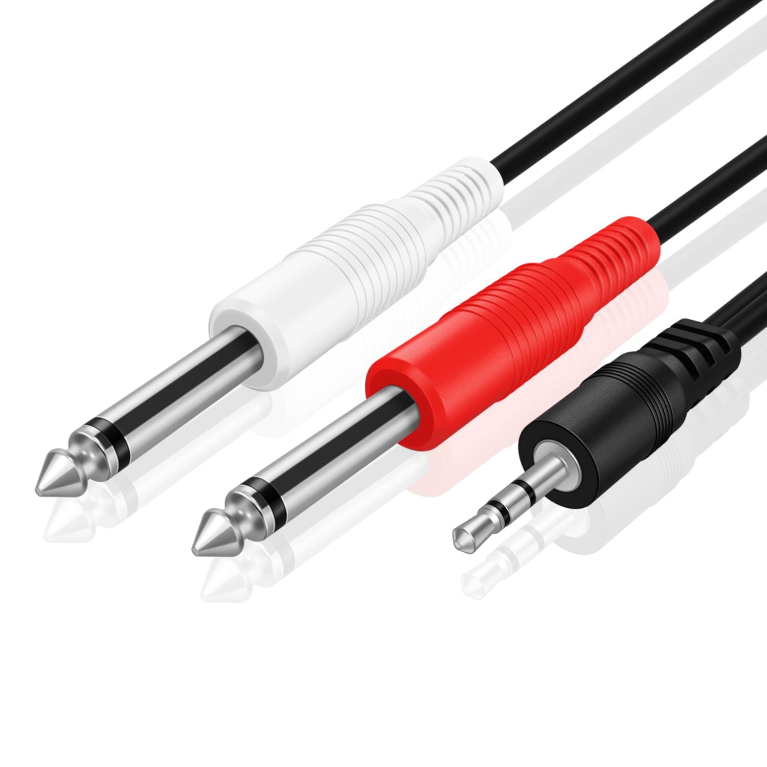 Premium 1/8 to 1/4 Stereo Cable Male to Male 15ft - Dual Y-Connector 1/ ...
