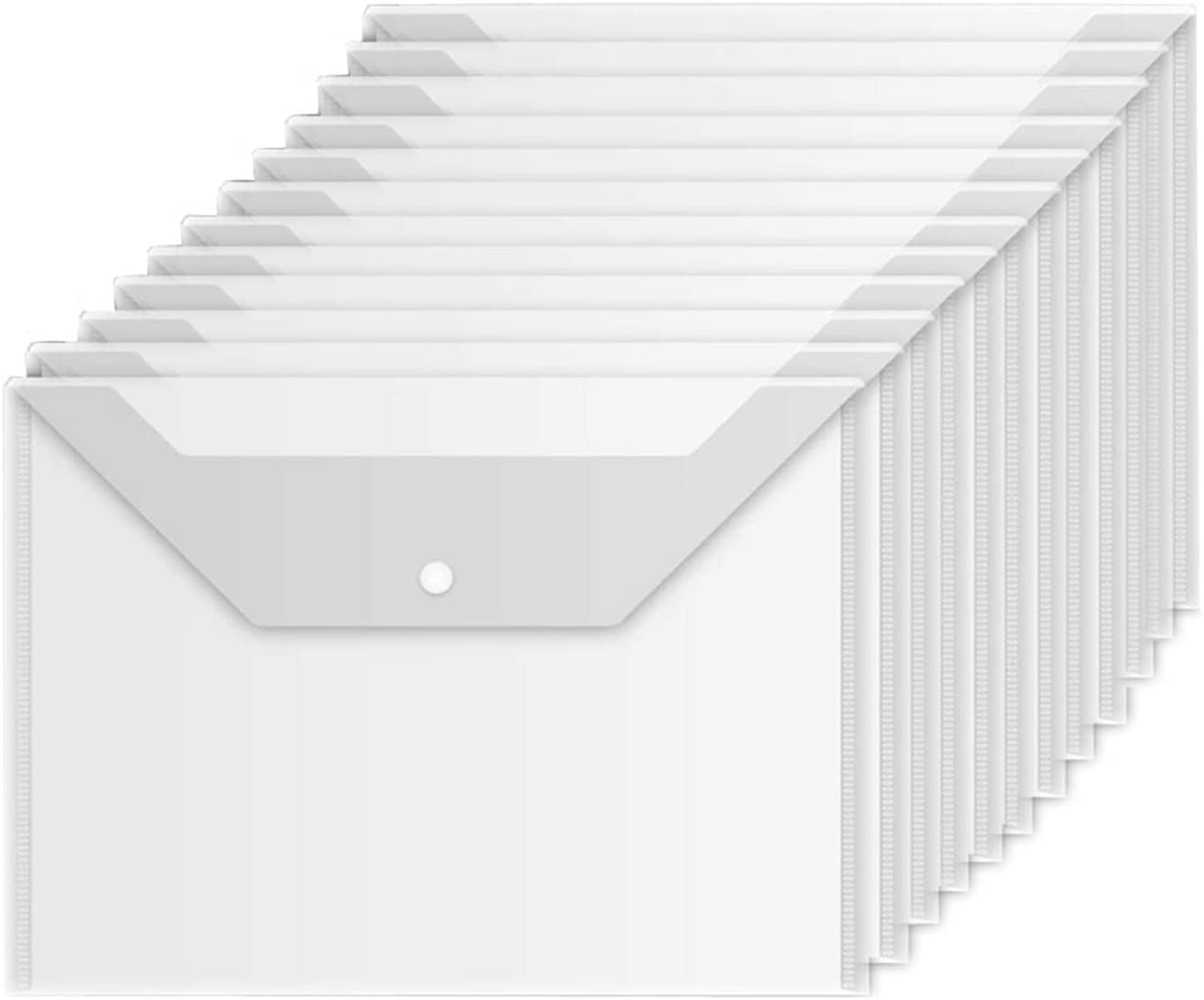 Premium 10-Pack Clear Plastic Envelopes, A4/US Letter, Snap Lock, White ...