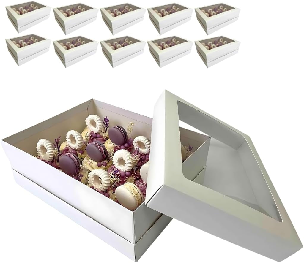 Premium 10-Pack Tall Cupcake Boxes with Window - Holds 12 Tall Cupcakes ...