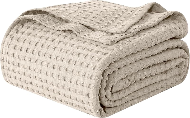 Premium 100% Cotton Waffle Blanket - Lightweight Breathable Waffle ...