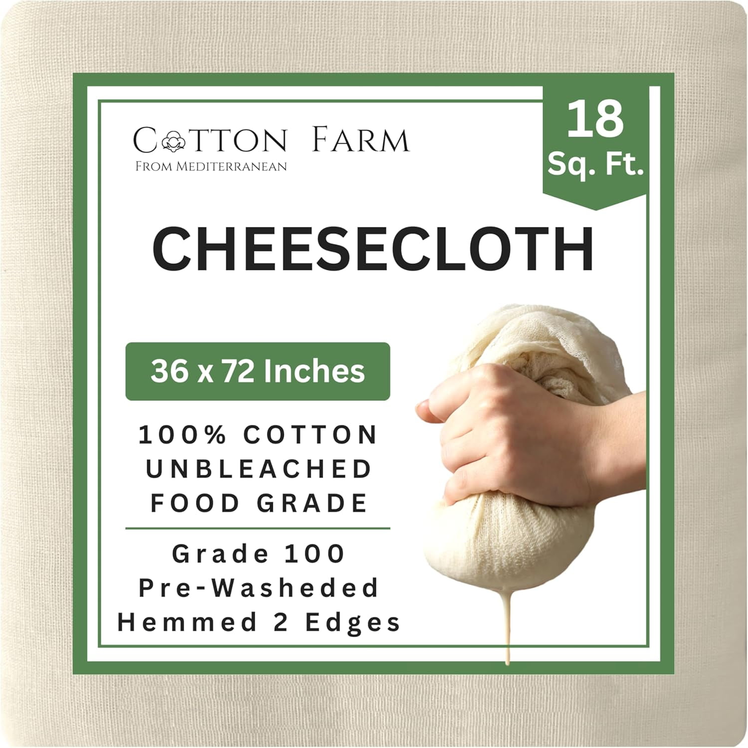 Premium 100% Unbleached Cotton Cheese Cloth – Reusable Straining Fabric ...