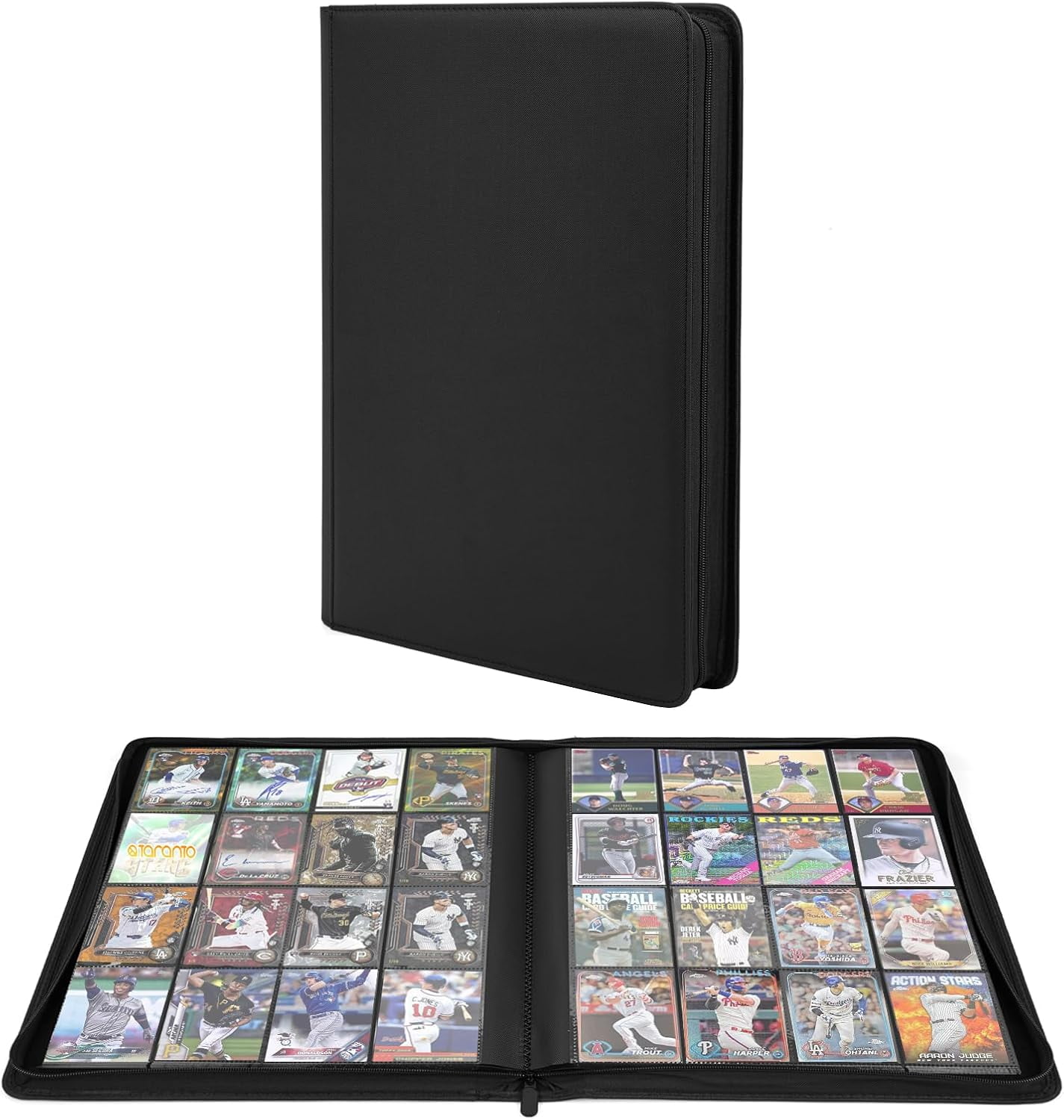 Premium 1000+ Pockets Trading Card Binder, 16-Pocket Ringless Side ...