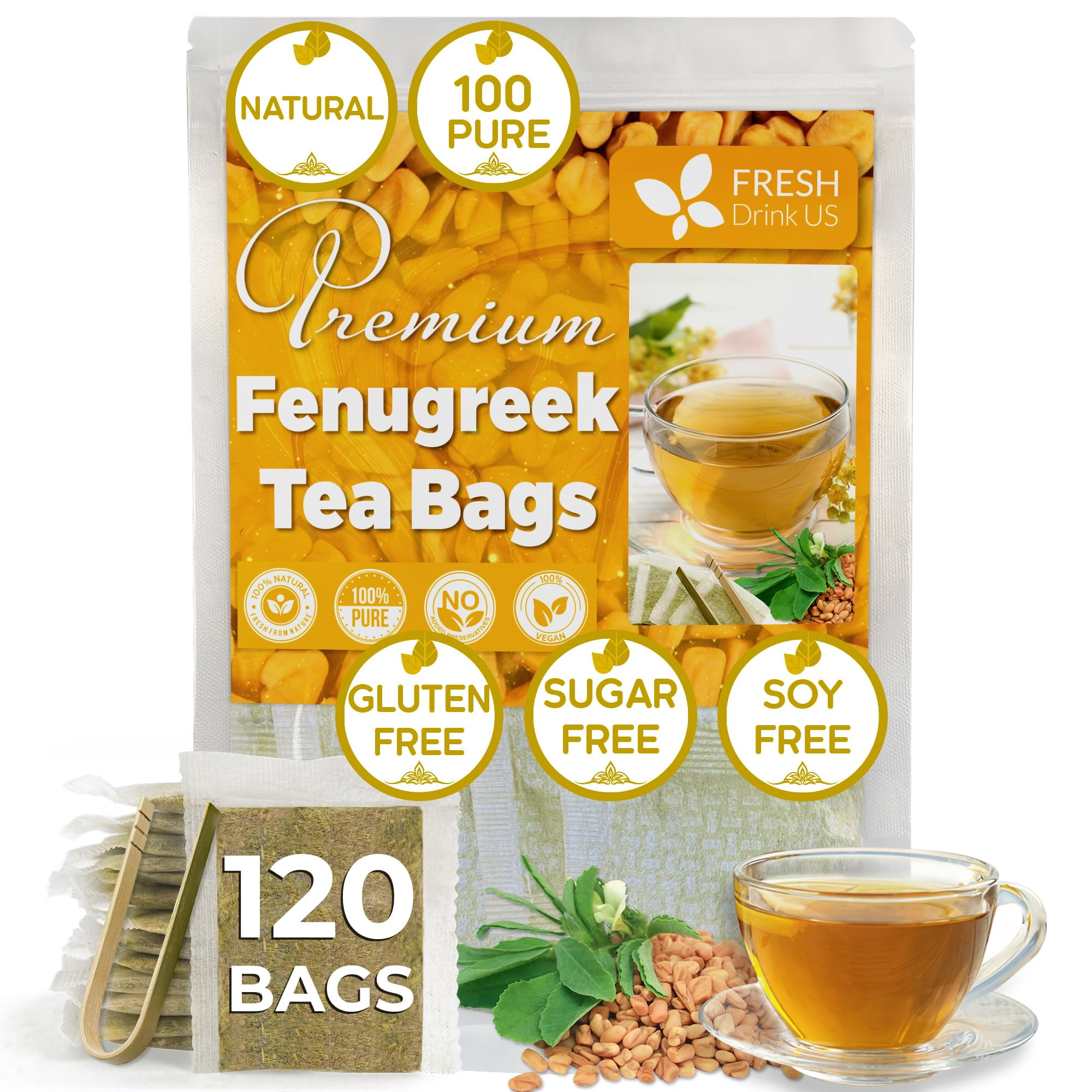 , Premium 120 Fenugreek Tea Bags, 100% Natural & Pure From Fenugreek ...