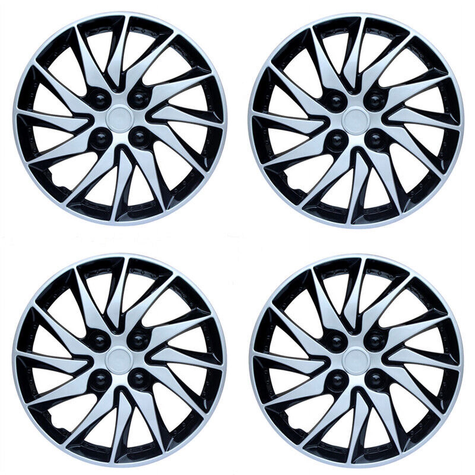 Premium 14" Wheel Covers, Hub Caps ABS Black and Silver, Universal Fit ...