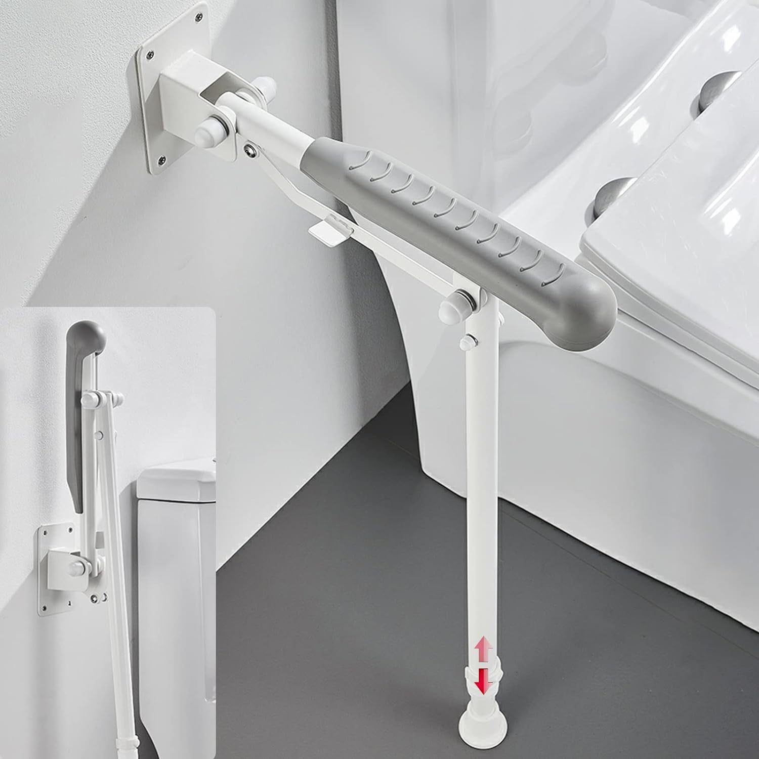 Premium 17 Inch Folding Grab Bar, Flip Up Grab Bar with Soft Rubber Cushion, Wall Mounted Grab ...