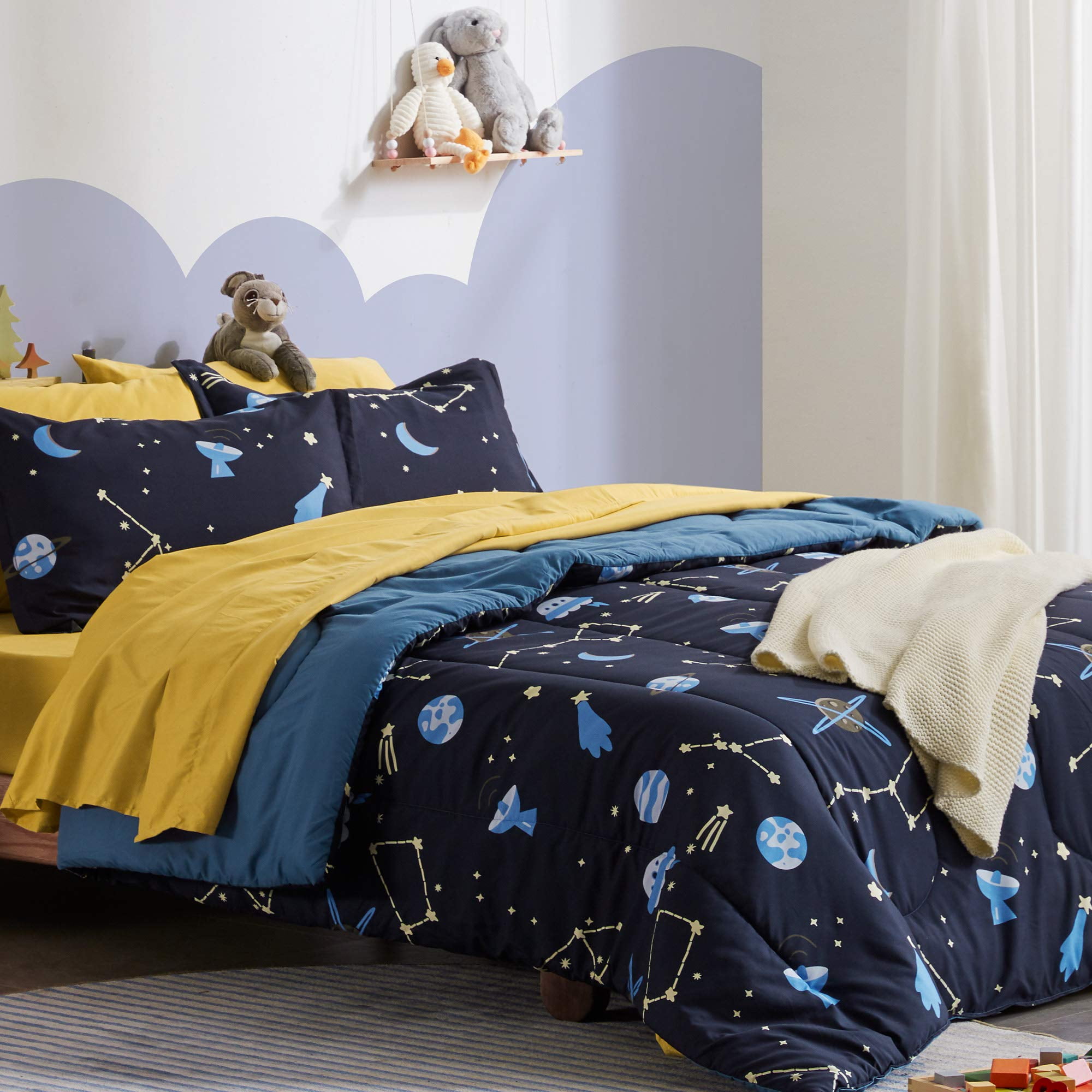 Sleep Zone Kids Full/Queen Bedding Comforter Set - 7 Pieces Super Cute ...
