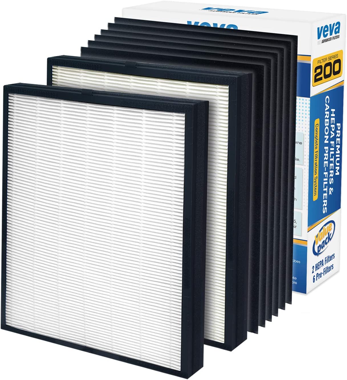 VEVA Premium HEPA Replacement Filter Including 4 Activated Carbon Pre ...