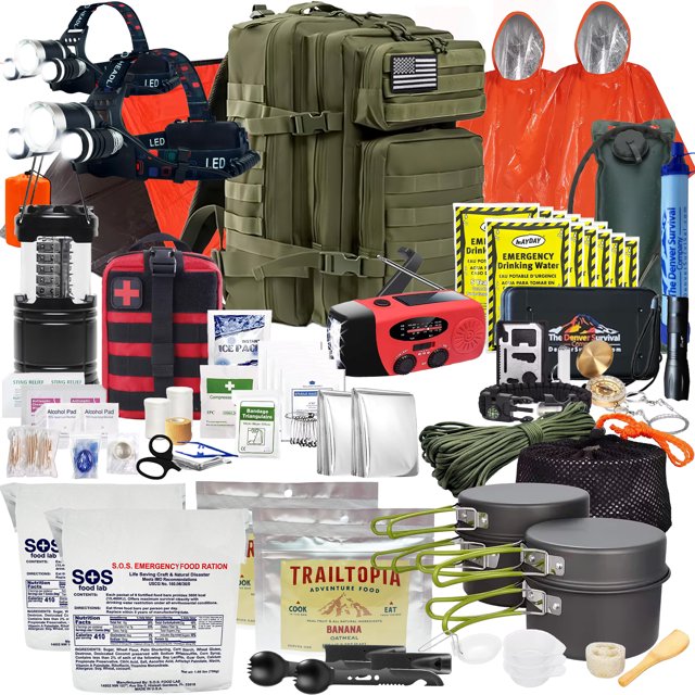 Premium 2 Person 72 Hour Survival Bug Out Bag Backpack with First Aid ...