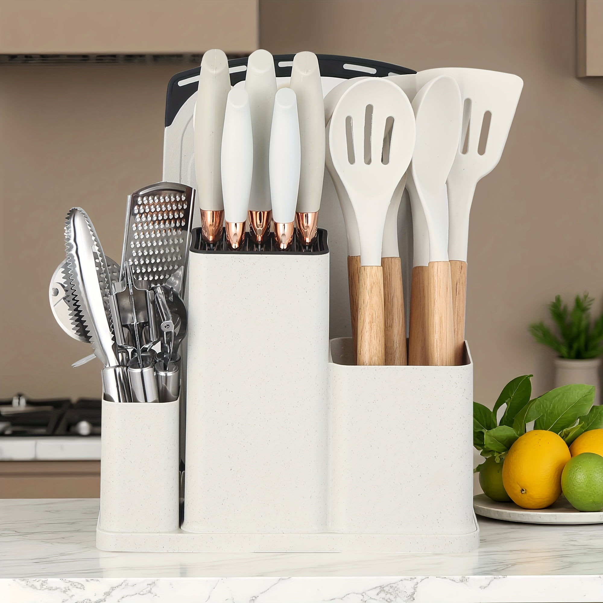 Premium 20-Piece Silicone Kitchen Utensil Set with Wooden Handles, Chef ...