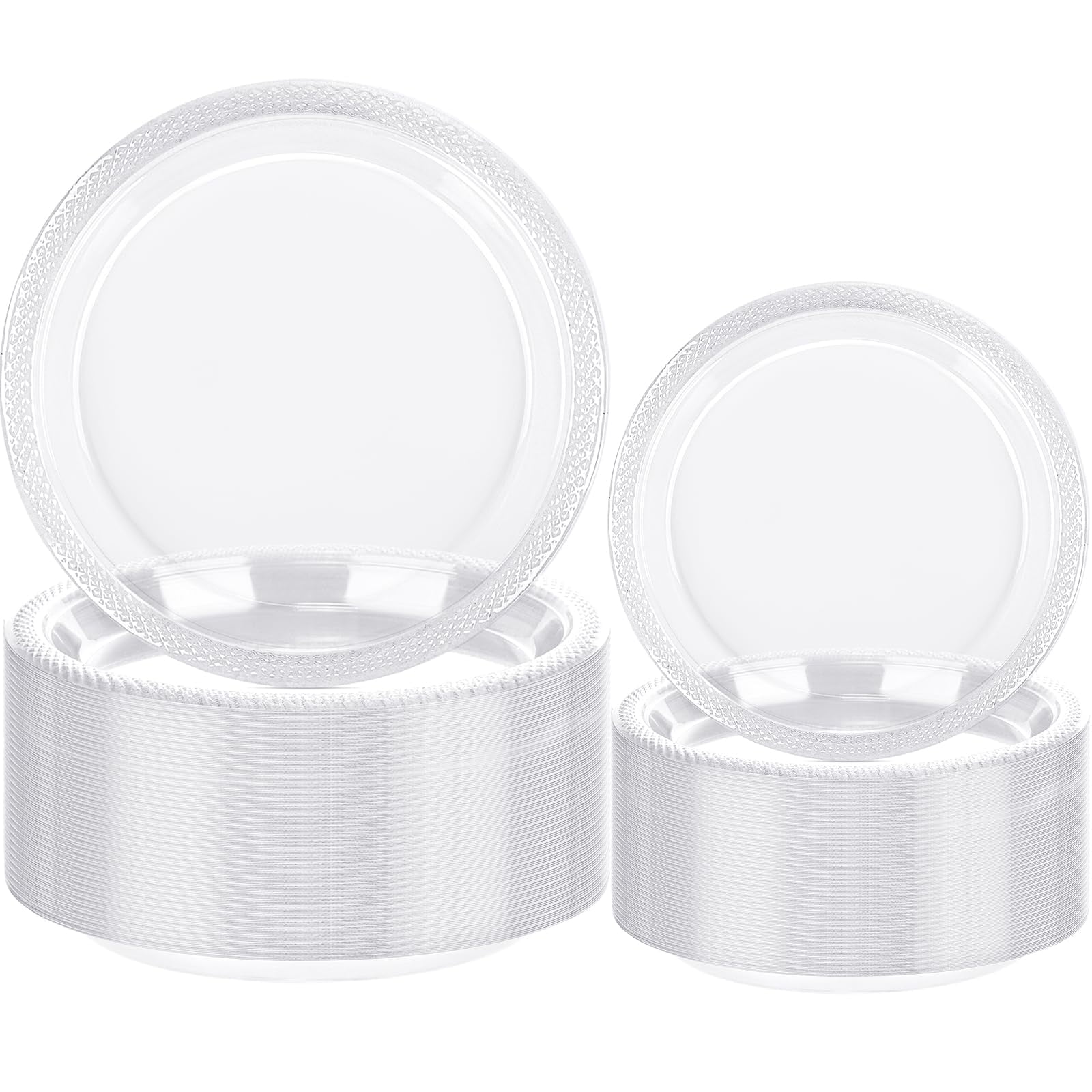 Premium 200PCS Disposable Clear Plastic Party Plates - Elegant Dinner ...