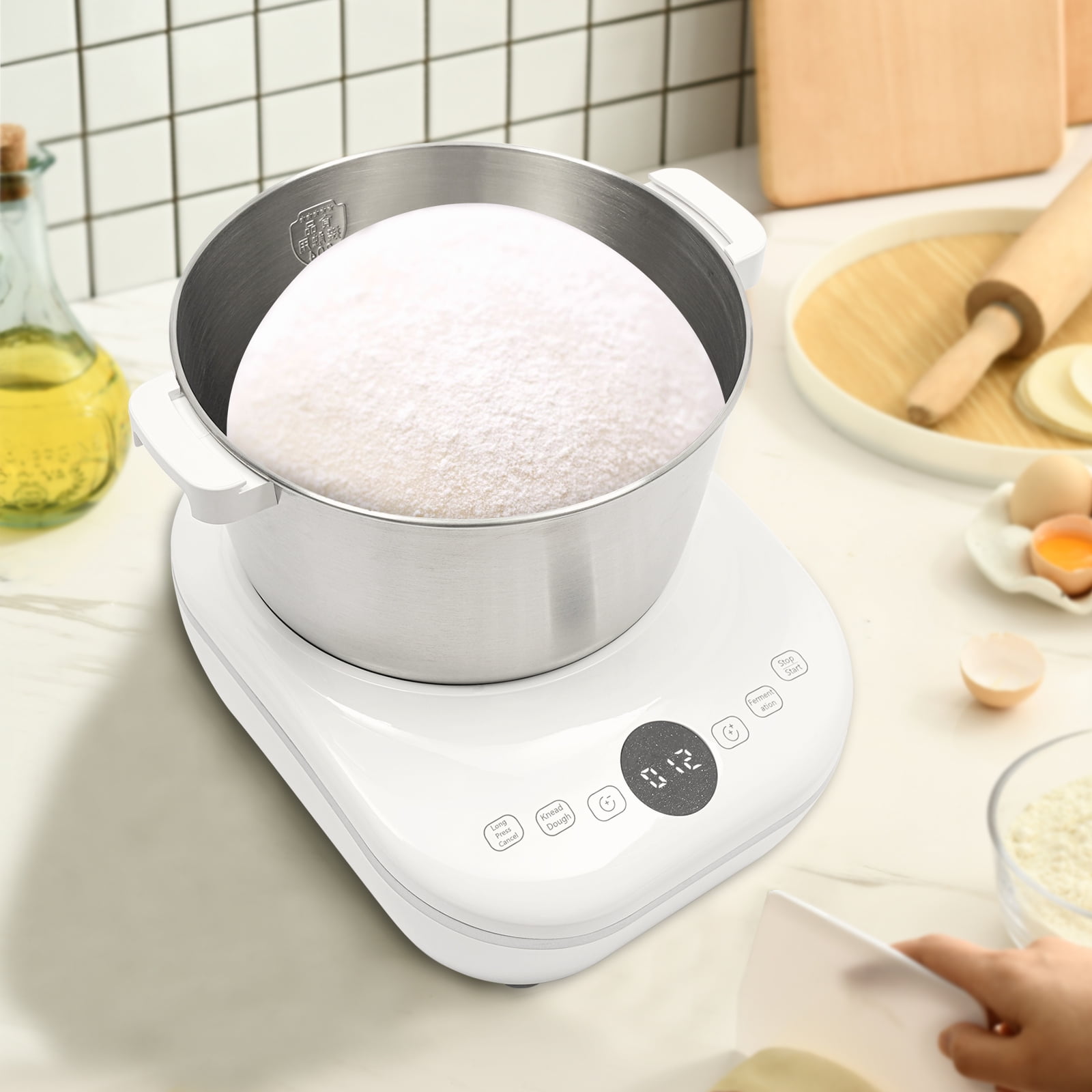Premium 200W Electric Dough Kneading Machine - Large 169.09Oz Capacity ...