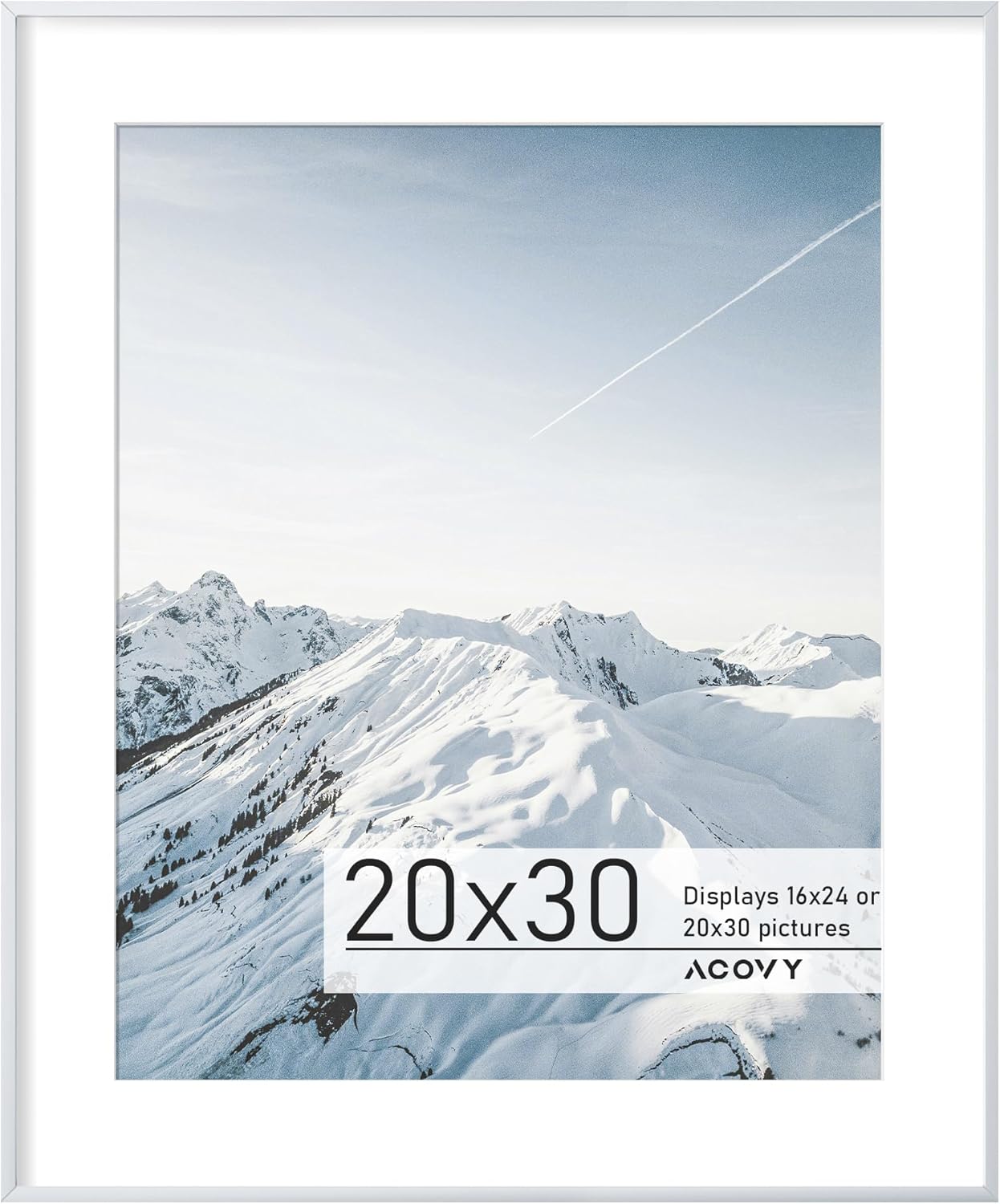 Premium 20x30 Frame with Mat, HD Tempered Glass, Silver Metal Photo ...