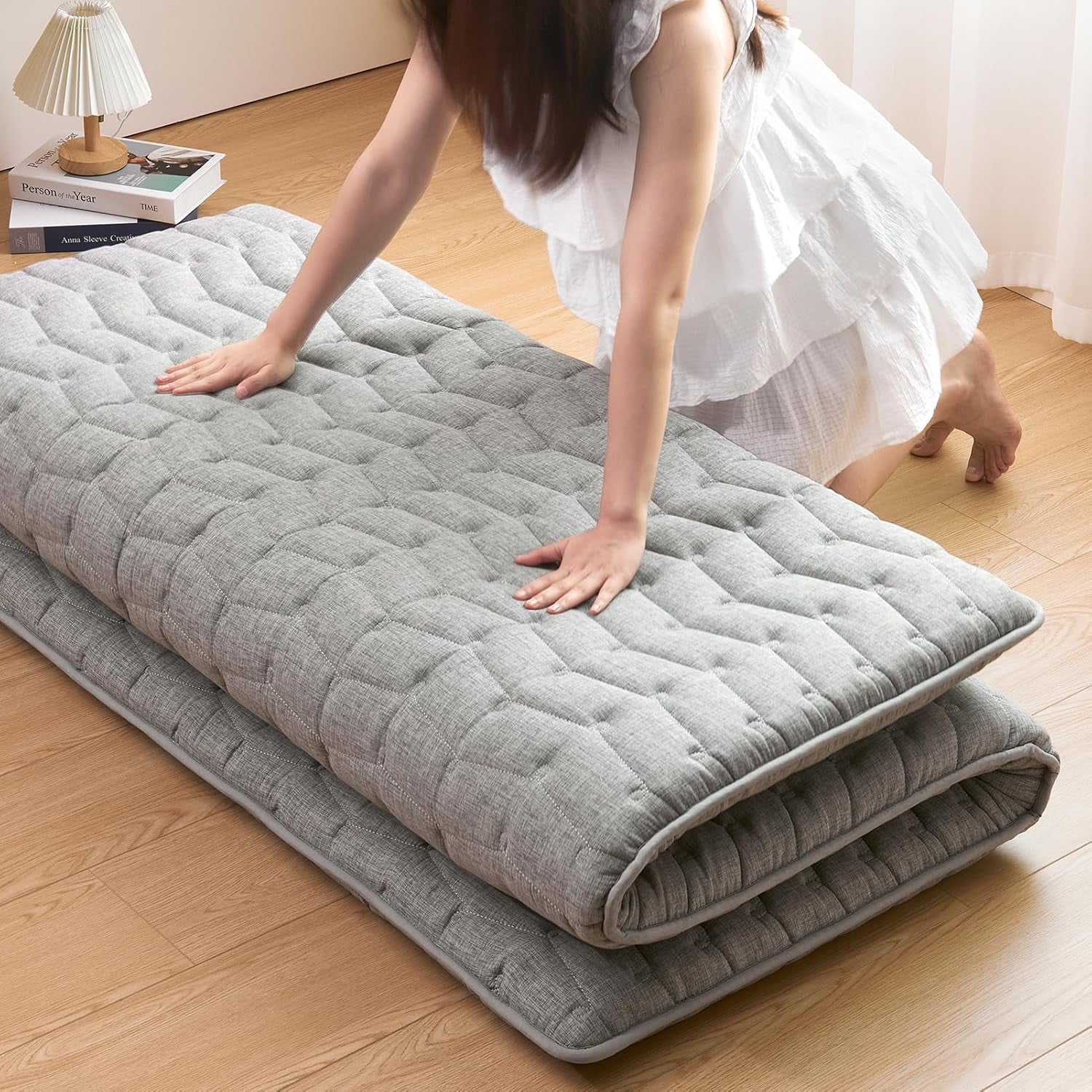 Premium 3.5" Thick Japanese Futon Floor Mattress - Queen Size 60"x80" - 100% High-Density Foam ...