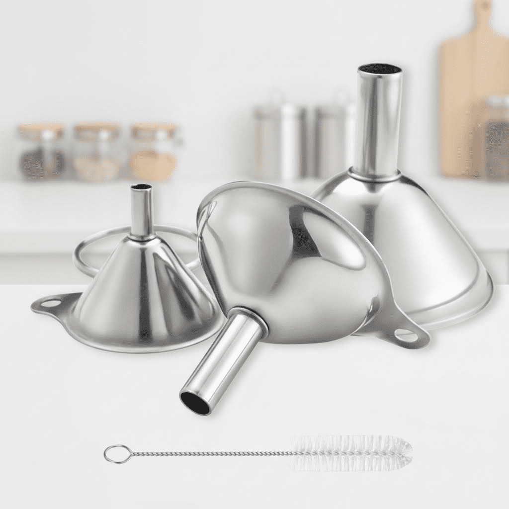 Premium 3-Piece Stainless Steel Funnel Set for Kitchen & Lab Use - Food ...
