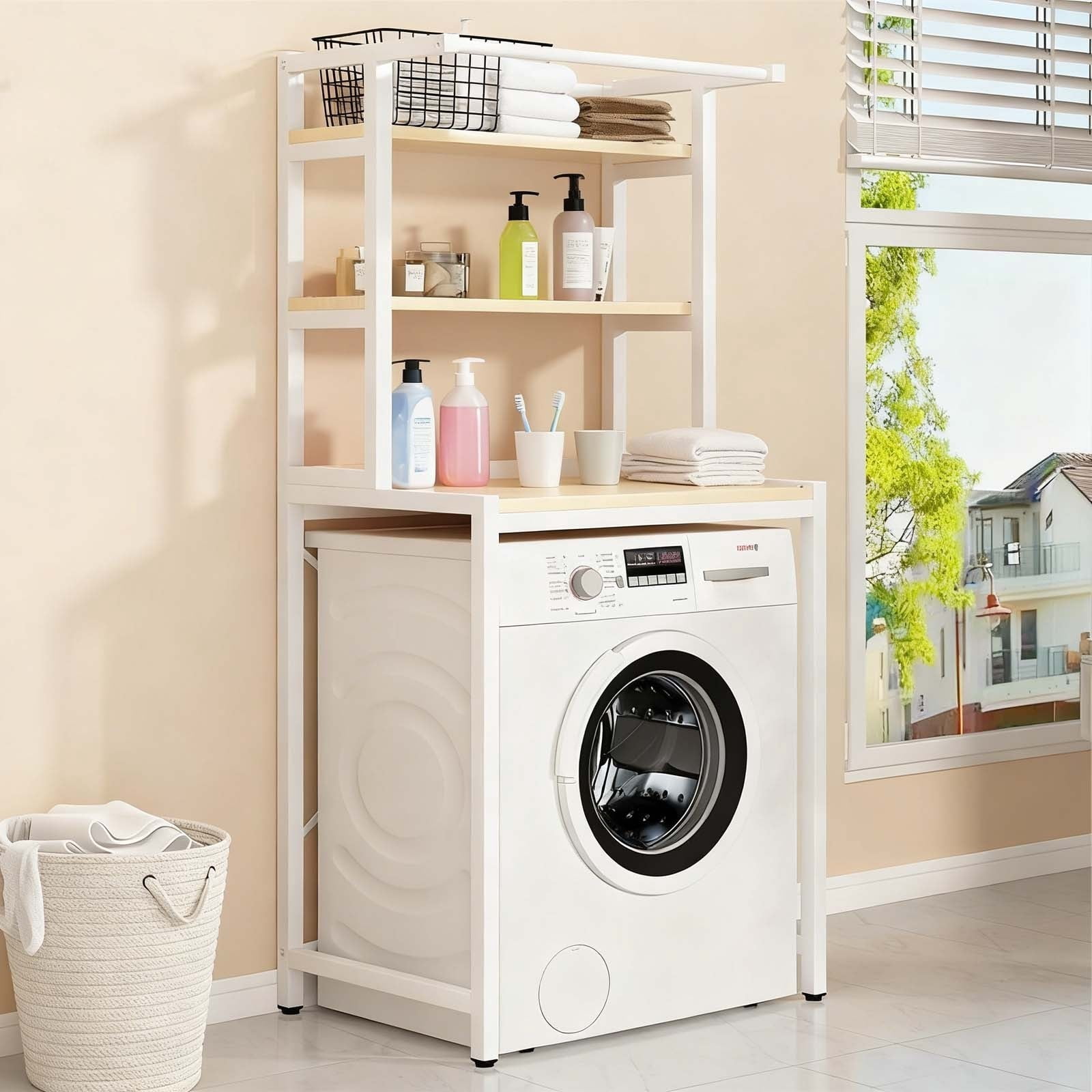 Premium 3-Tier Laundry Rack, Over the Washer and Dryer Storage Shelf ...