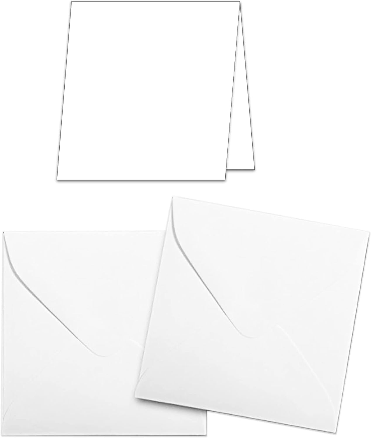 Premium 3" x 3" White Folded Card & Envelope Set - 50 Pack - Blank ...