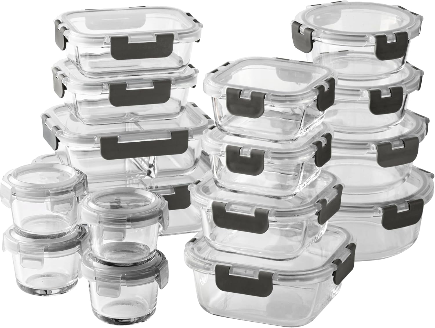 Premium 32-Pc. Borosilicate Glass Food Container Set with Dividers - 4 ...