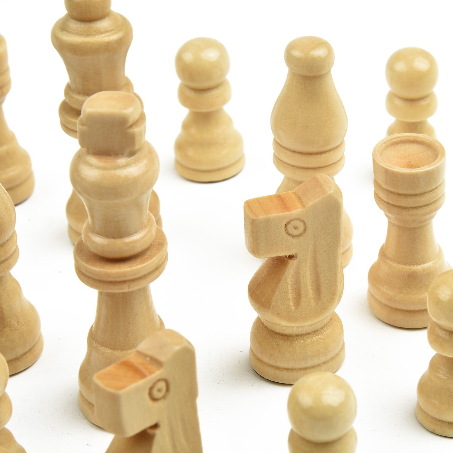 Premium 32 Piece Wooden Carved Small Chess Pieces Hand Crafted Set 65 ...