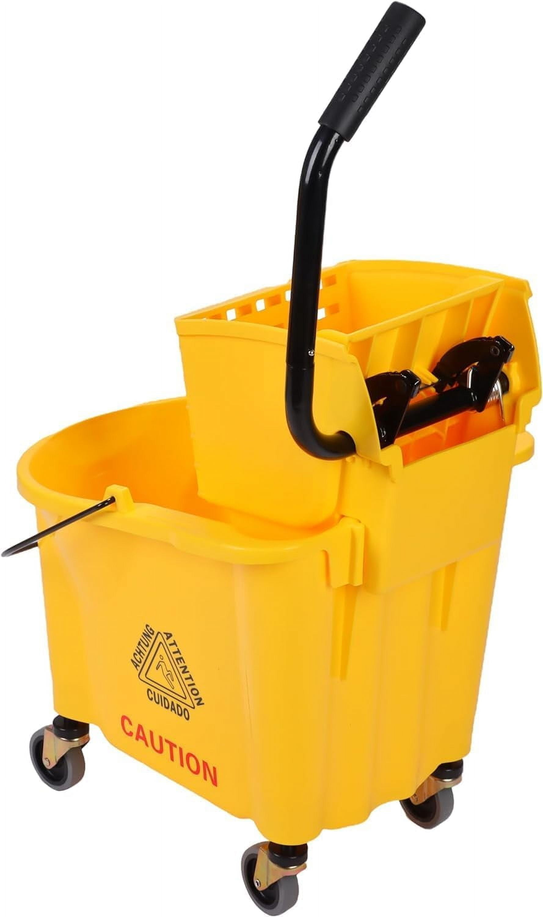 Premium 35-Quart Commercial Yellow Mop Bucket with Side Press Wringer ...