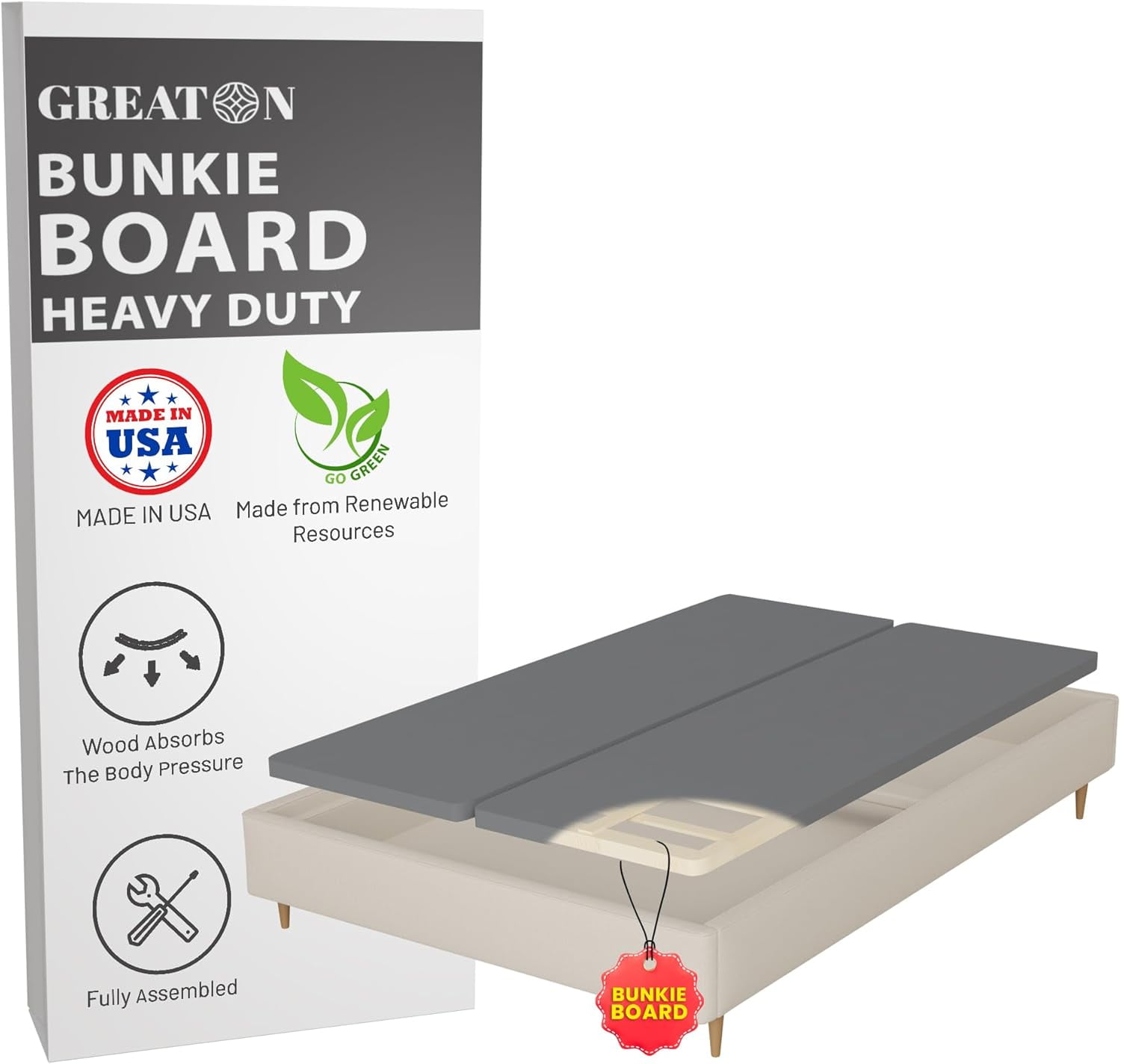 , Premium 38mm Split Wood Bunkie Board Queen Size Bed-2-Piece Under ...