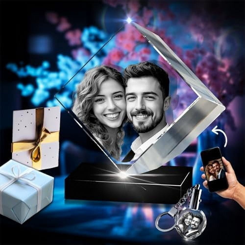 Premium 3D Crystal Photo with LED Light Base, Personalized Memorial ...