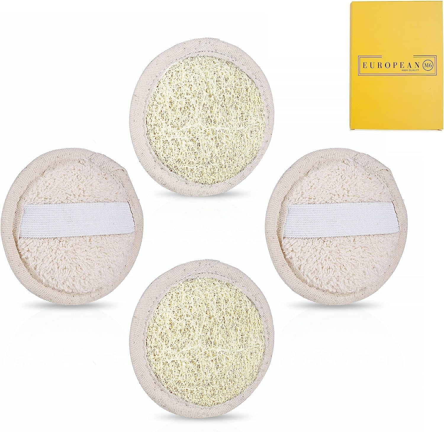 , Premium 4 PCS Facial Loofah Pads, Natural Face Exfoliator Pad ...