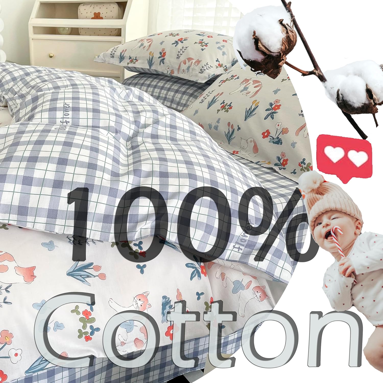 Premium 400 Thread Count Cotton Duvet Cover Set Size, 3 Pieces Bedding ...