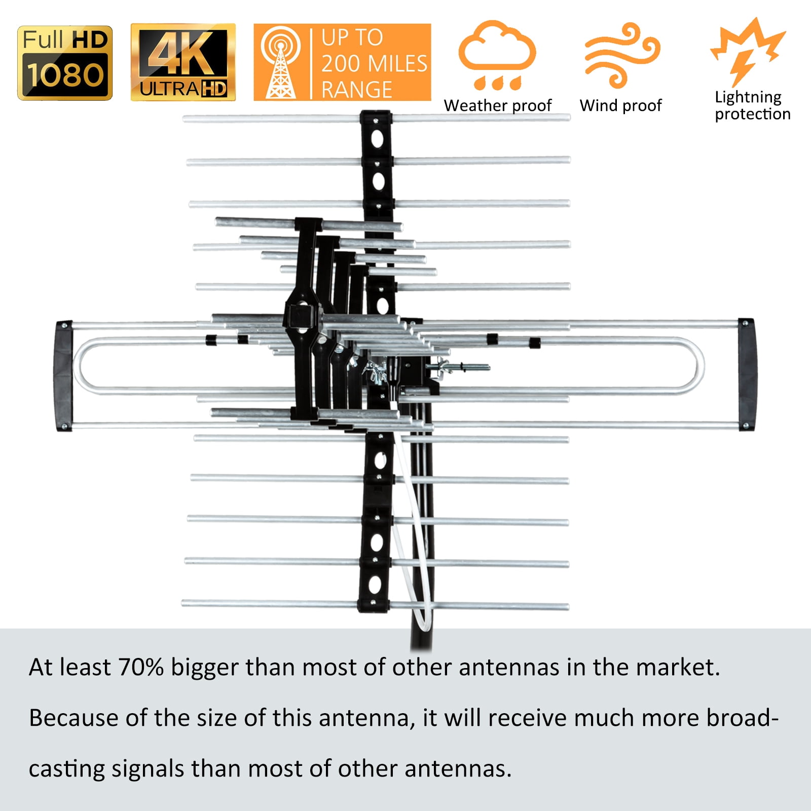 Five Star 4K HD Outdoor TV Antenna - 200 Mile Range, ATSC 3.0, Easy ...