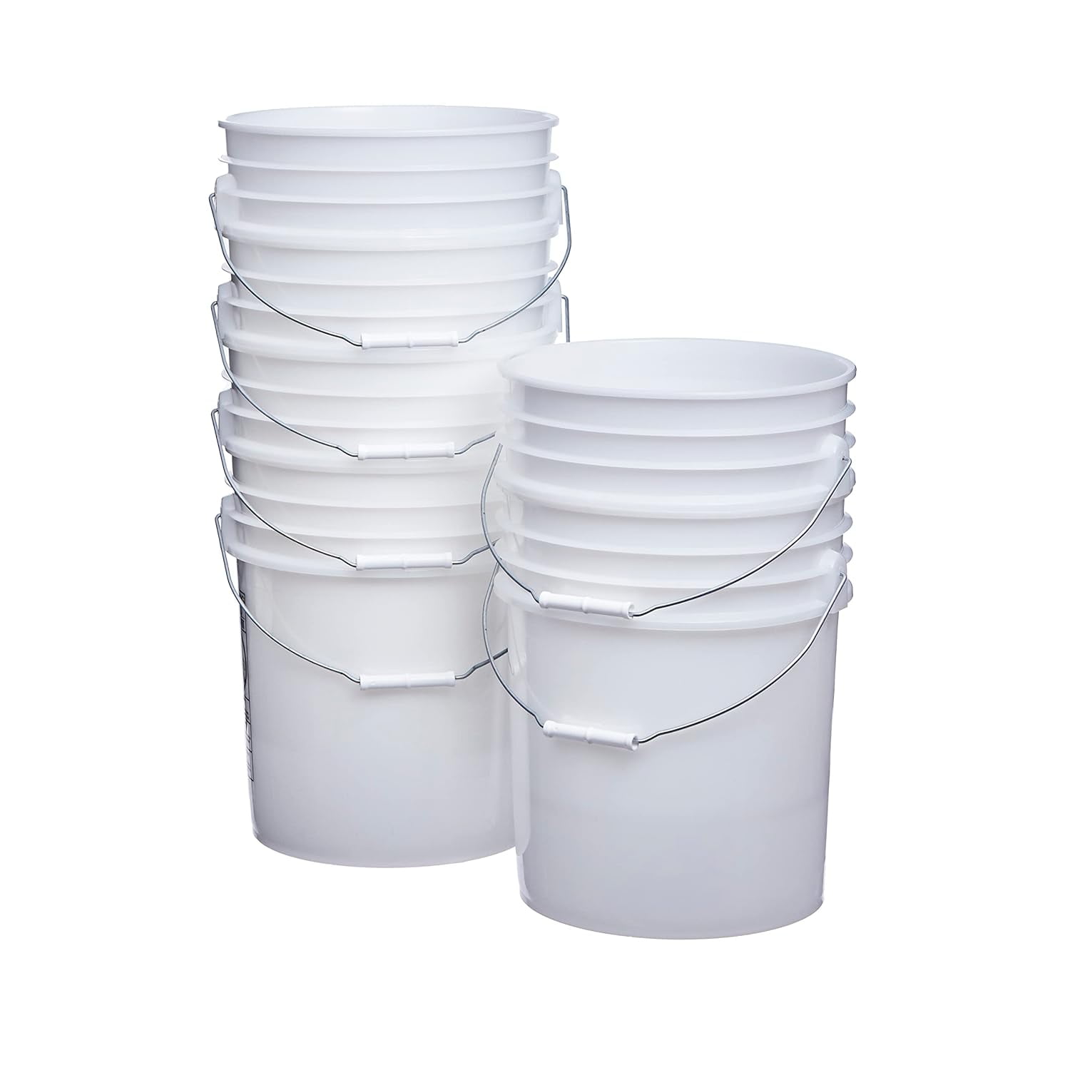 Premium 5 Gallon Bucket, HDPE, Natural, 6 Pack - Walmart.com