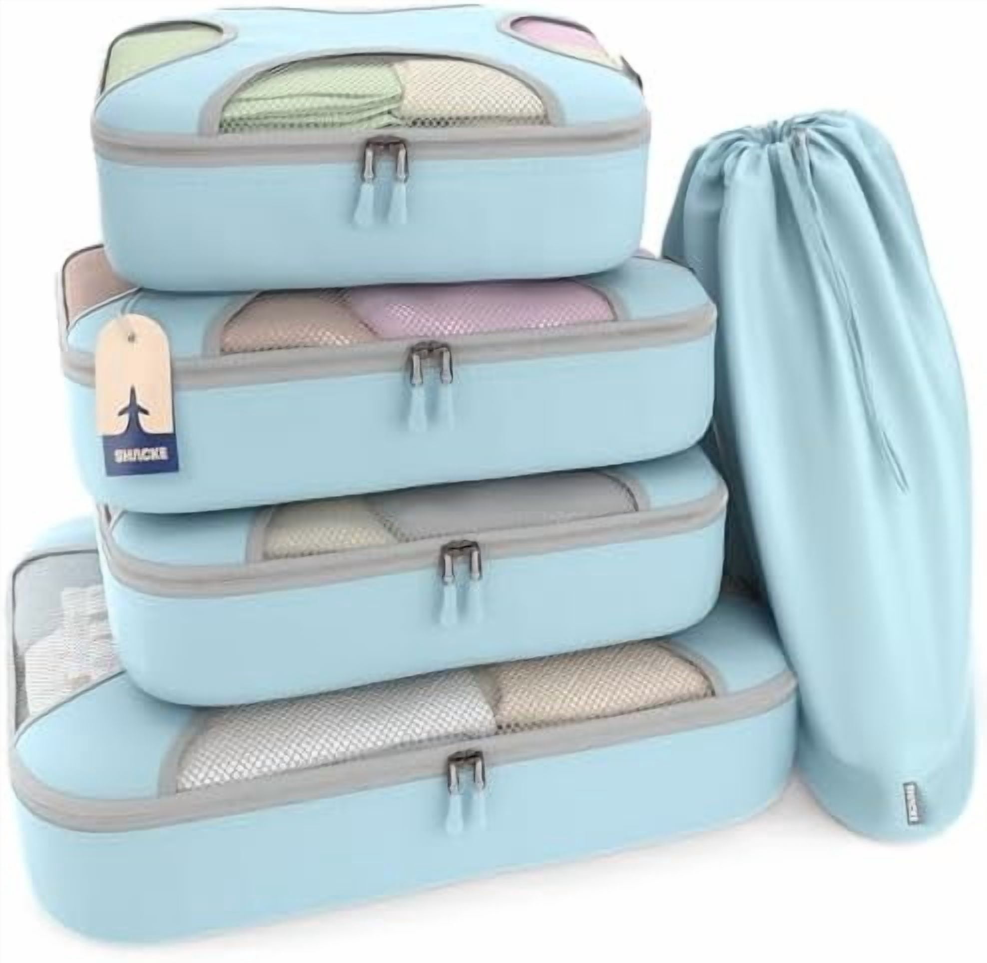 Premium 5 Packing Cubes Set - Lightweight Mesh Travel Luggage ...