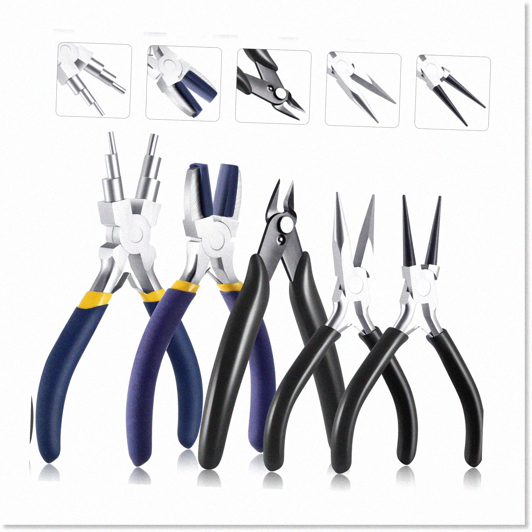 Premium 5-Piece Jewelry Pliers Set with 6-in-1 Bail Making Pliers ...