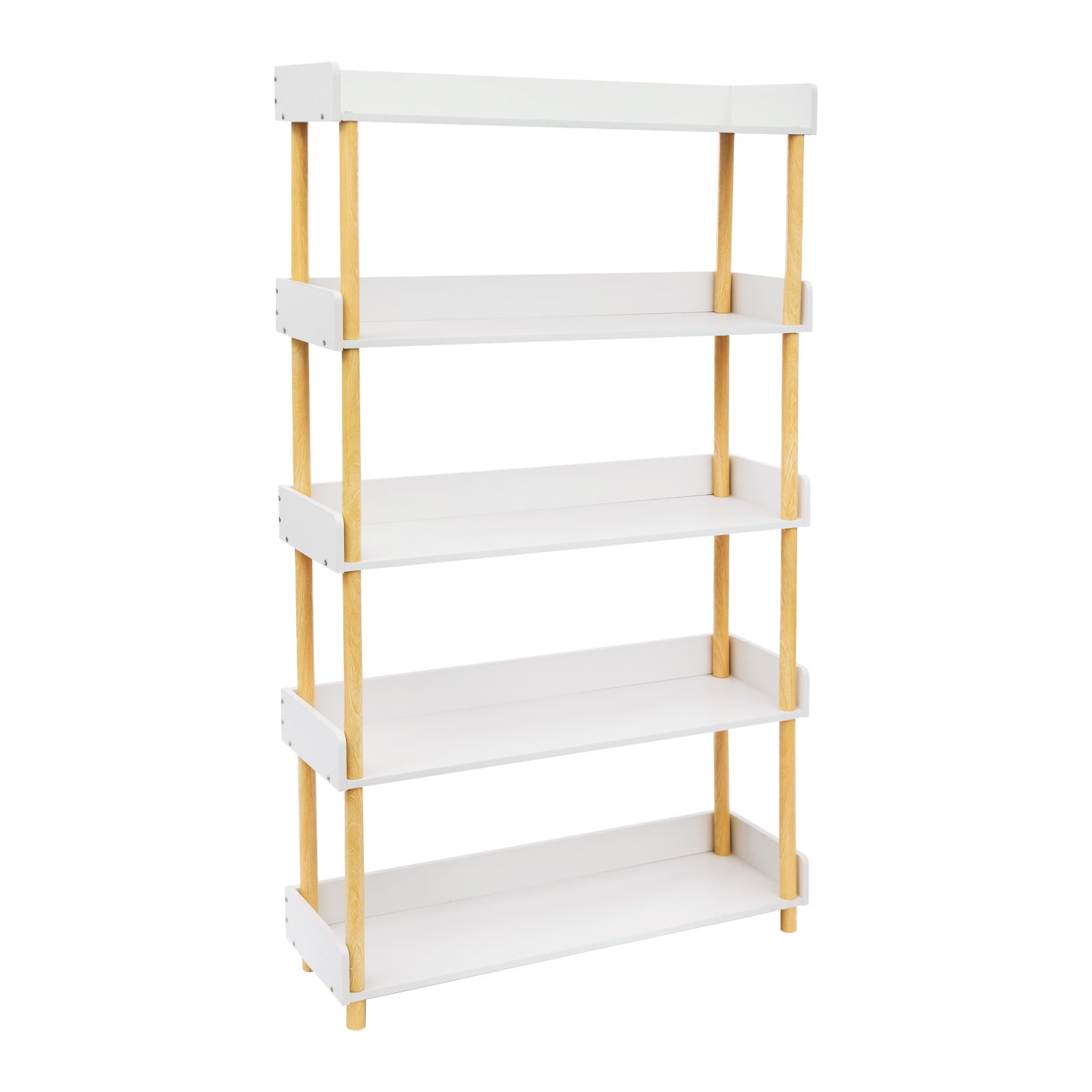 Premium 5-Tier Bookcase with Strong MDF and Beech Wood, Waterproof and ...