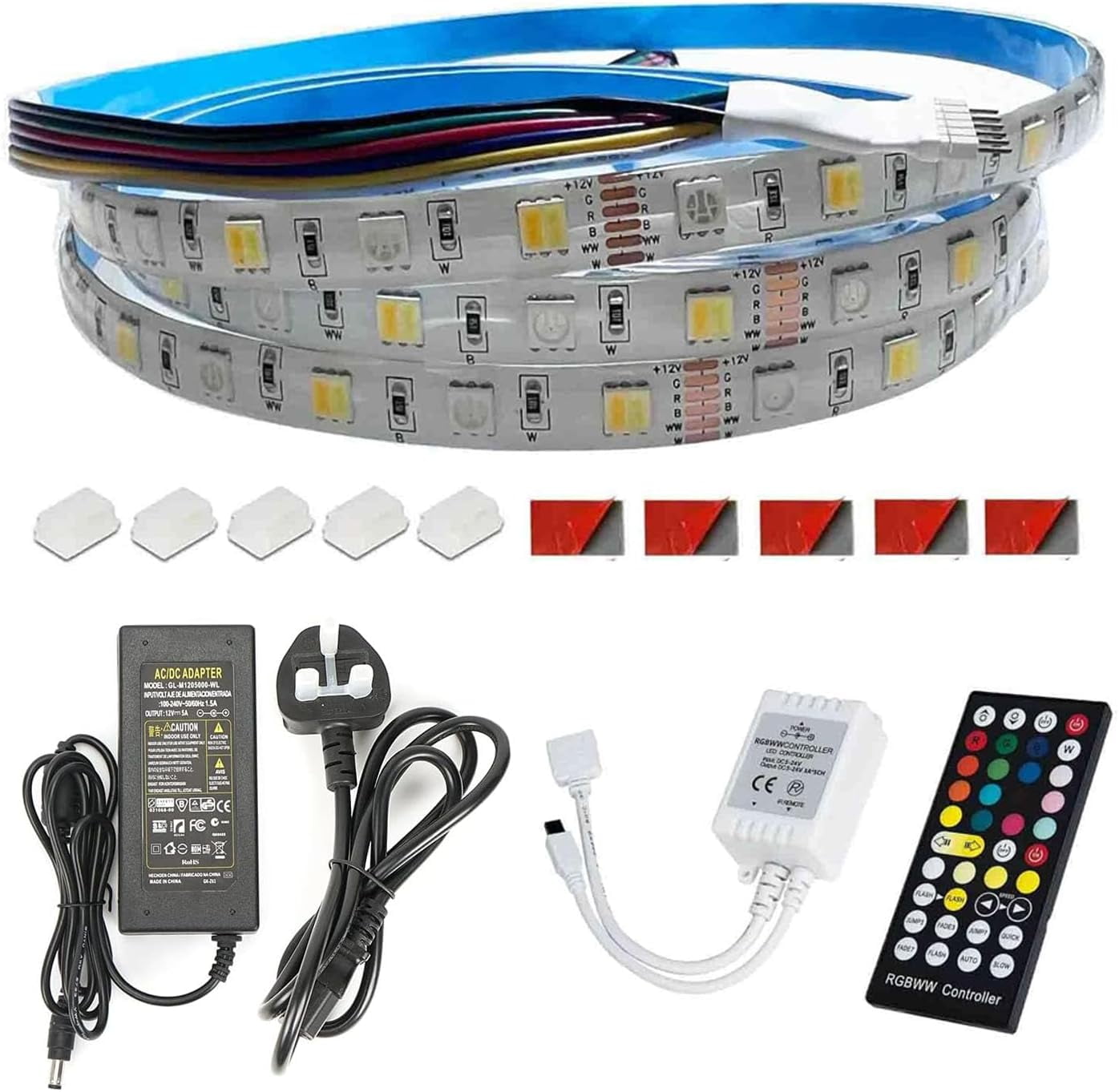 Premium 5050 RGBW LED Strip Lights - 5m (16.4ft) with 60 LEDs/m ...